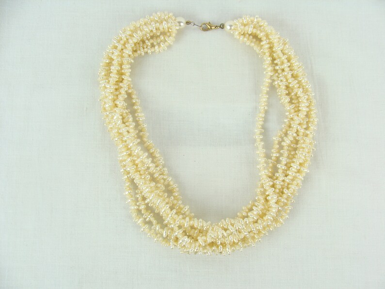 Vintage Beaded Necklace 90s Multi Strand Faux Mother of Pearl | Etsy