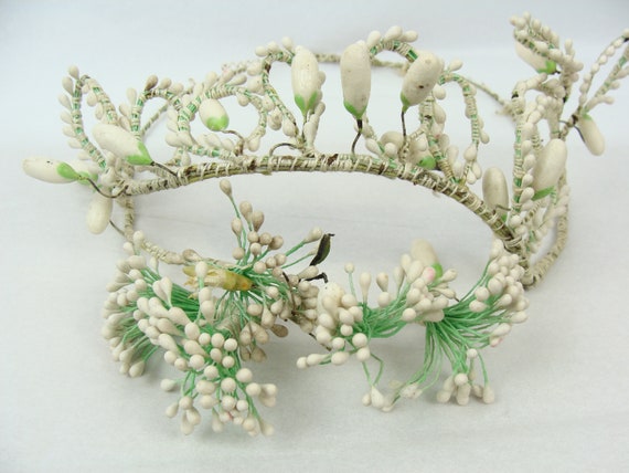 Vintage Wax Flower Bridal Crown 1920s Antique Floral … - Gem