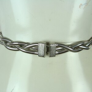 Vintage Mimi Di N Belt 80s Silver Tone Metal Stretch Belt Braided Woven ...