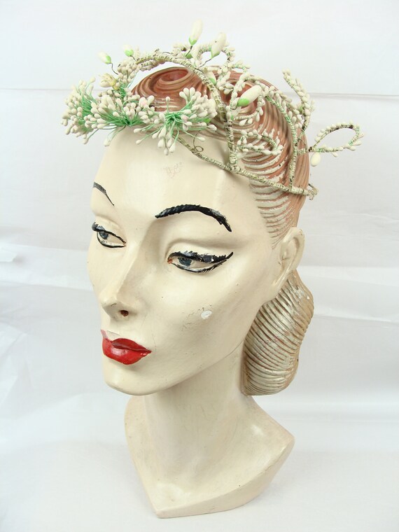 Vintage Wax Flower Bridal Crown 1920s Antique Floral … - Gem