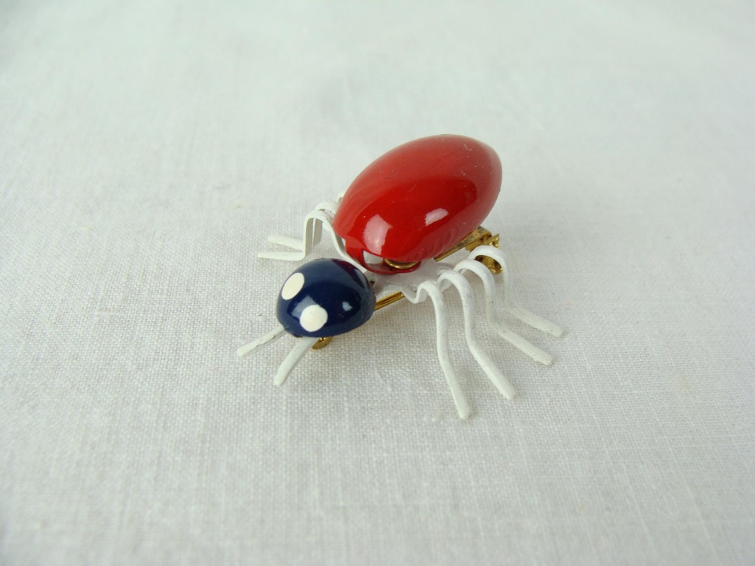 Vintage Bug Brooch 70s Enamel Pin Retro Cute Kitsch Creepy Halloween ...