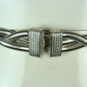 Vintage Mimi Di N Belt 80s Silver Tone Metal Stretch Belt Braided Woven ...