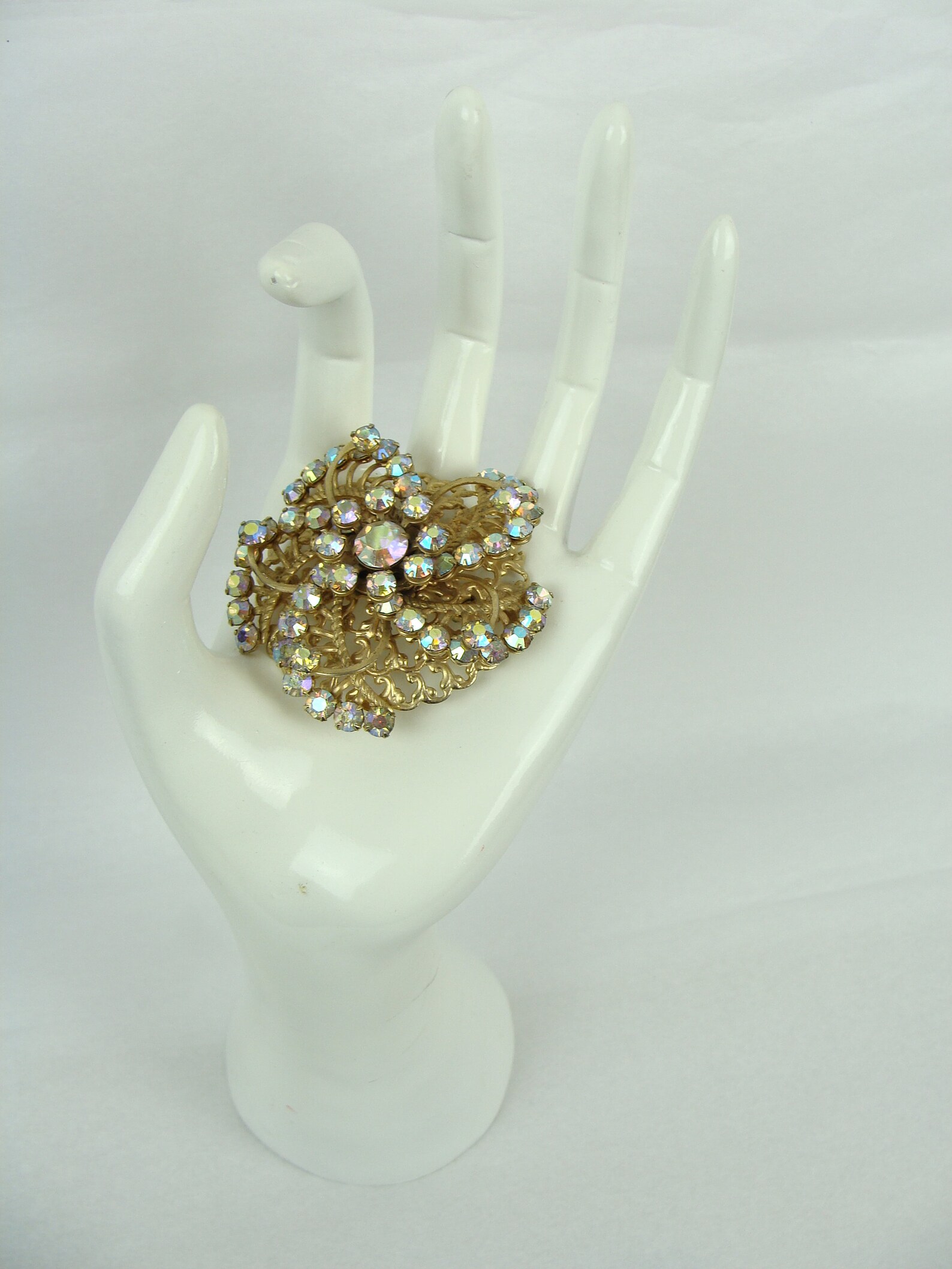 Vintage Rhinestone Brooch 60s Aurora Borealis Pinwheel Flower | Etsy