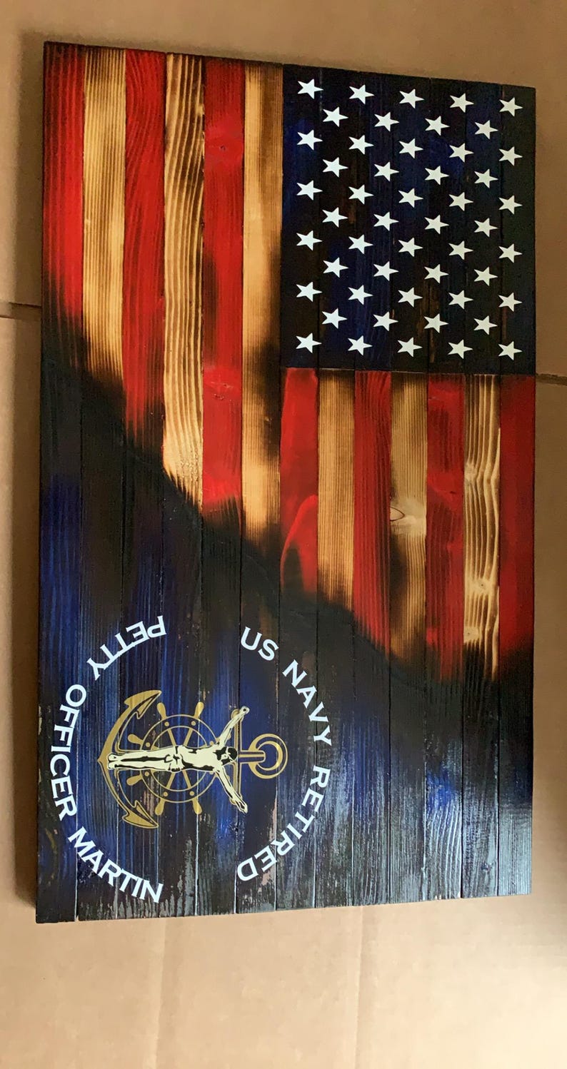 Custom Handcrafted Wooden American Flags – Personalized Military, First ...