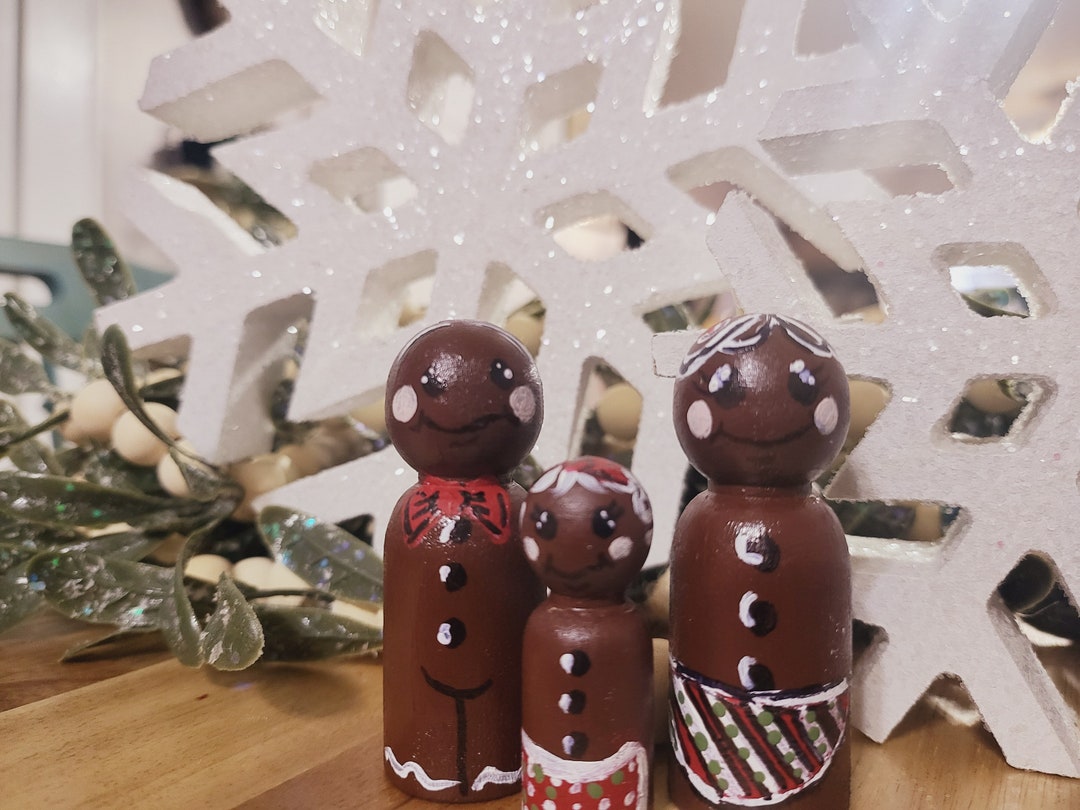 Gingerbread Family Peg Dolls - Etsy