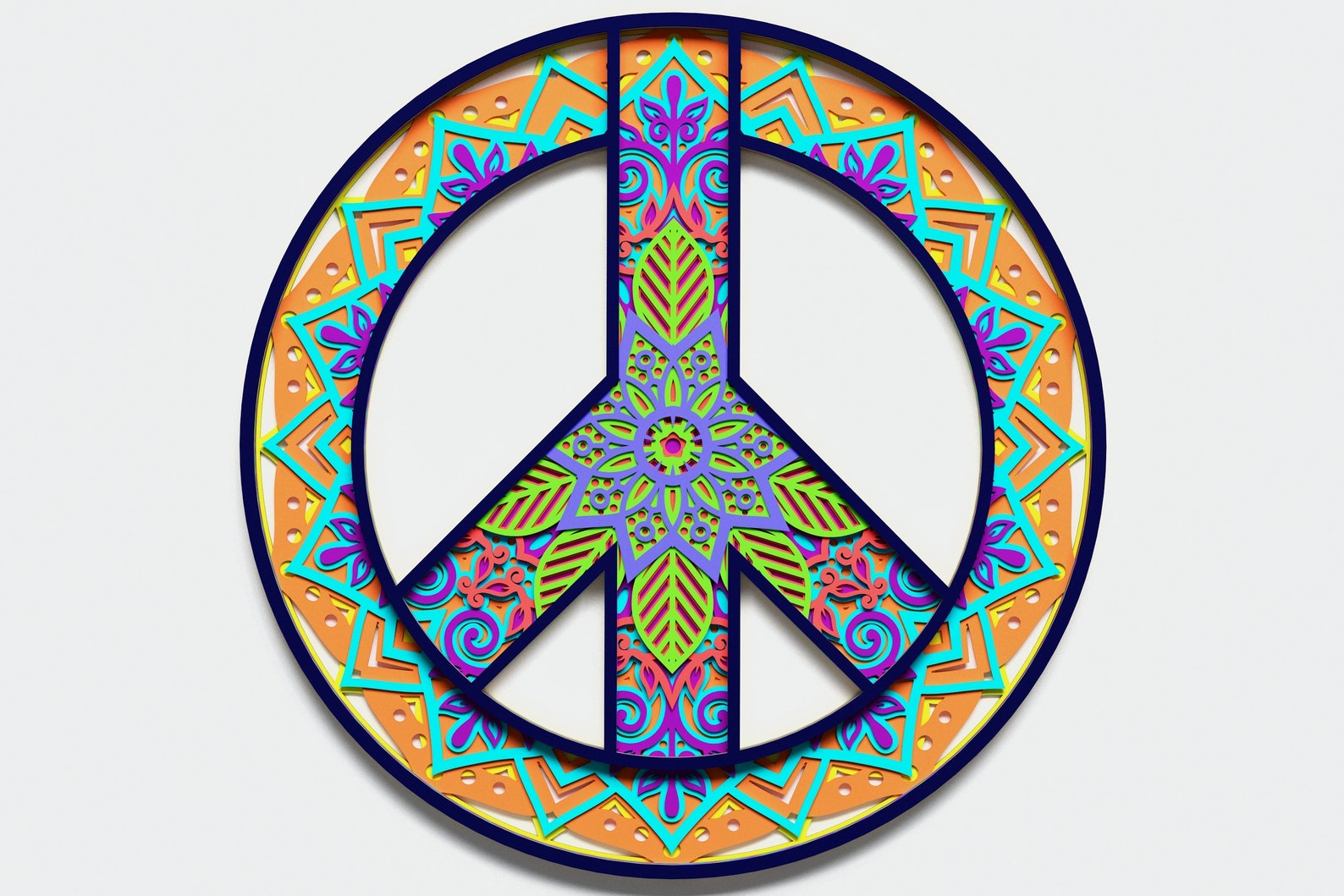 Multilayer Peace Sign Mandala svg DXF SVG CDR Vector | Etsy