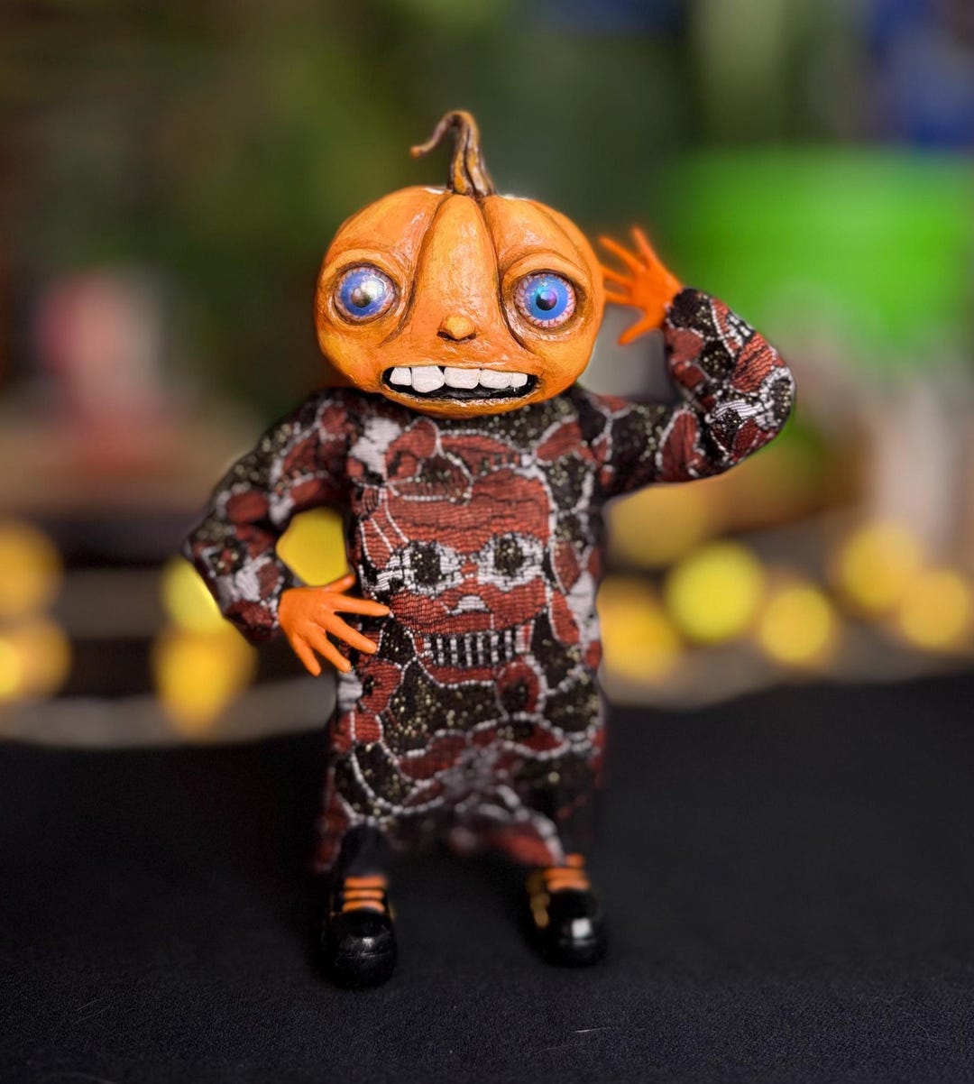 Ramona the Royal Pumpkin – Polymer Clay Art Doll, Handmade Articulated ...