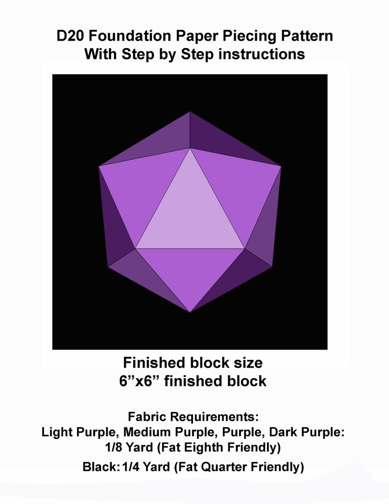 D20 Dice Foundation Paper Piecing Pattern FPP - Etsy