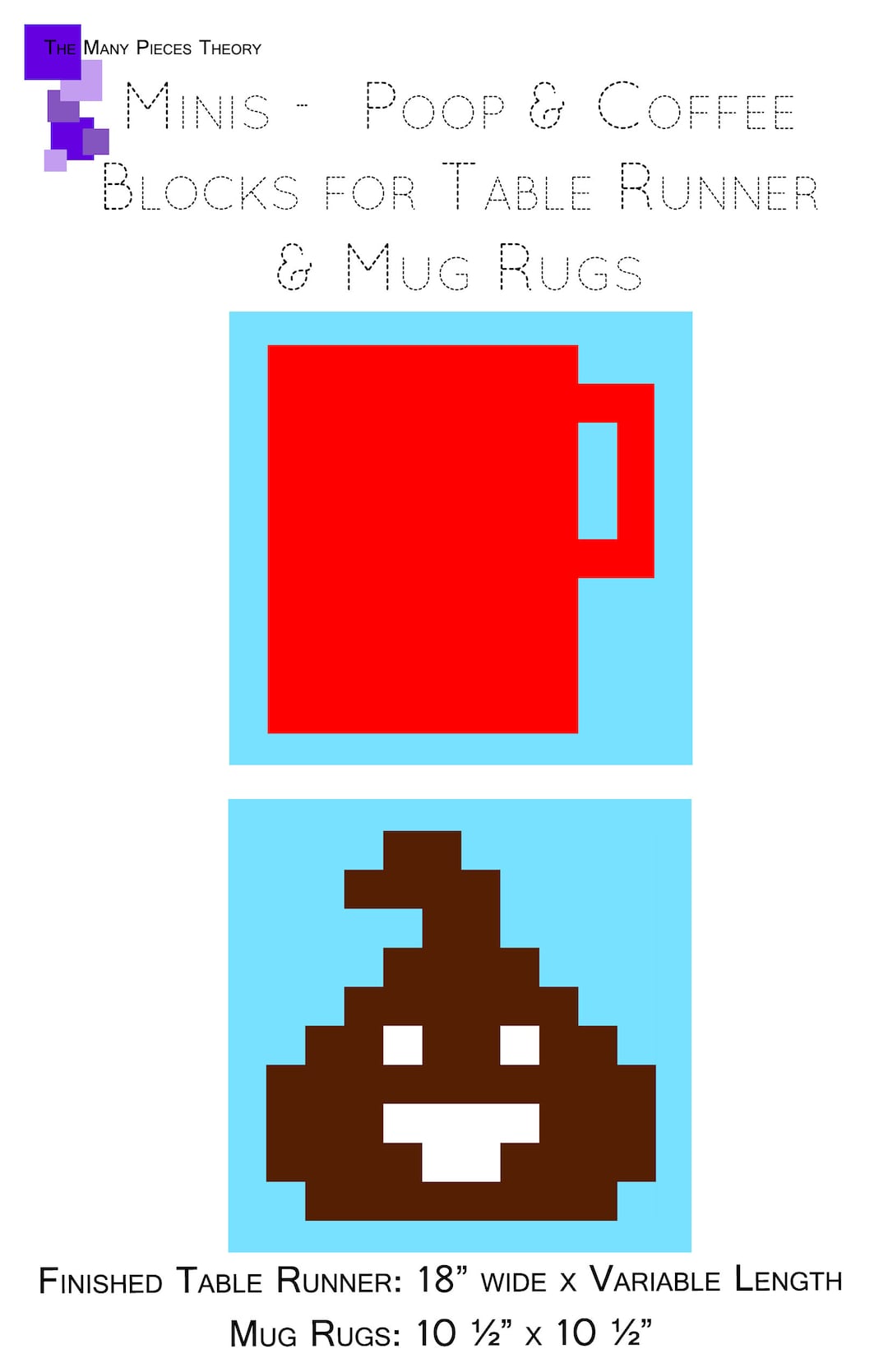 Poop and Coffee Minis - Blocks and Mug Rugs Pattern PDF - Etsy