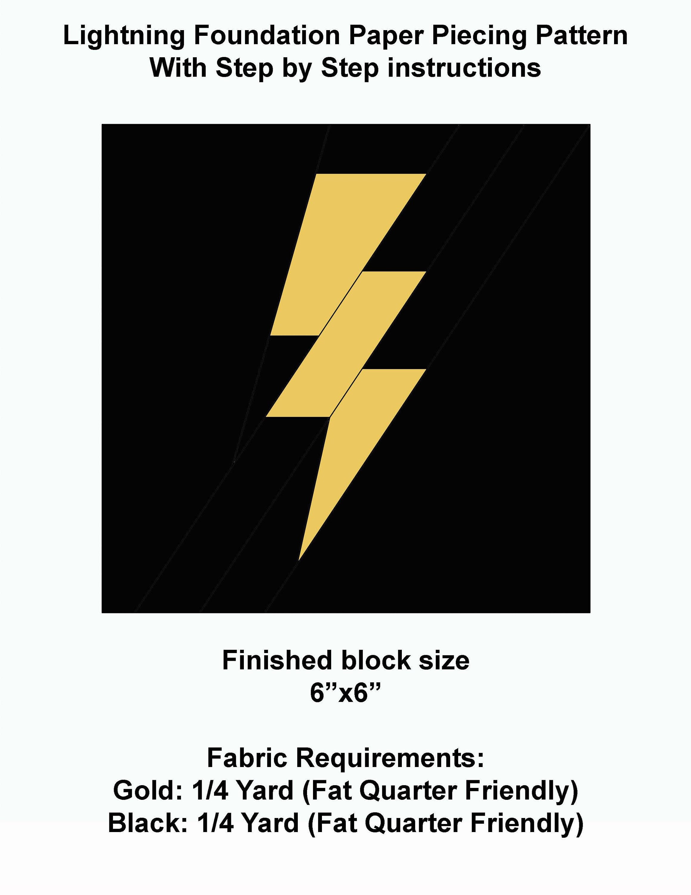 Lightning Foundation Paper Piecing Pattern - Etsy UK