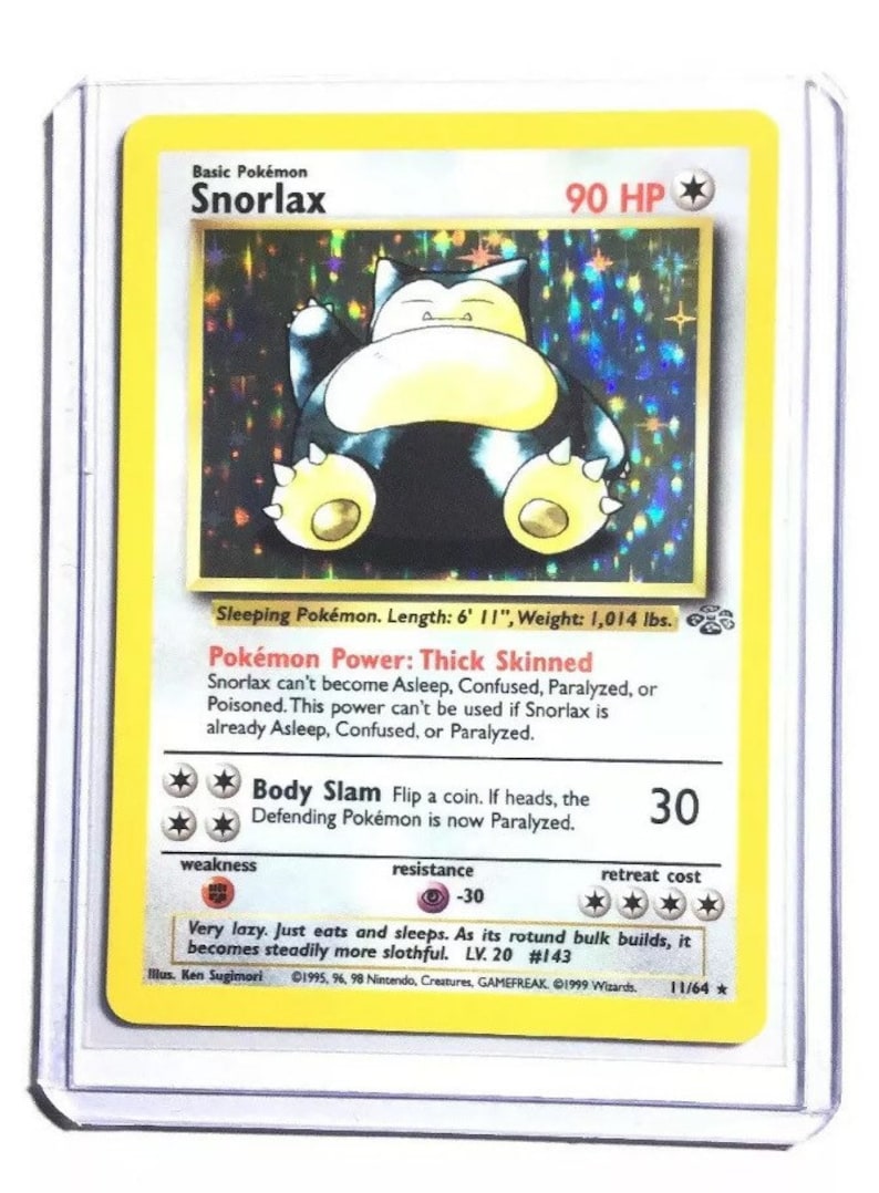 SNORLAX 11/64 Jungle Set Holo Pokemon Card Exc / Near Mint Vintage - Etsy