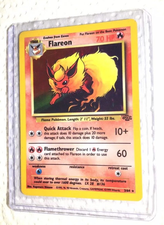 FLAREON 3/64 Jungle Set Holo Pokemon Card Exc / Near - Etsy