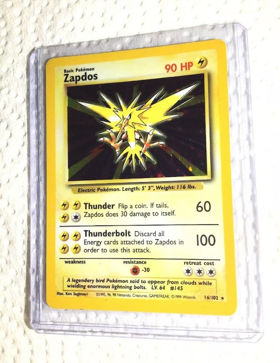 ZAPDOS 16/102 Base Set Holo Pokemon Card Exc / Near - Etsy
