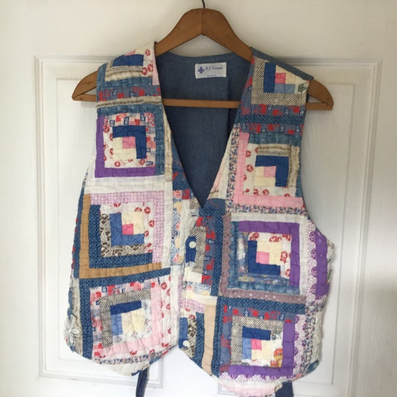 Women’s vest made from vintage cutter quilt lined in … - Gem