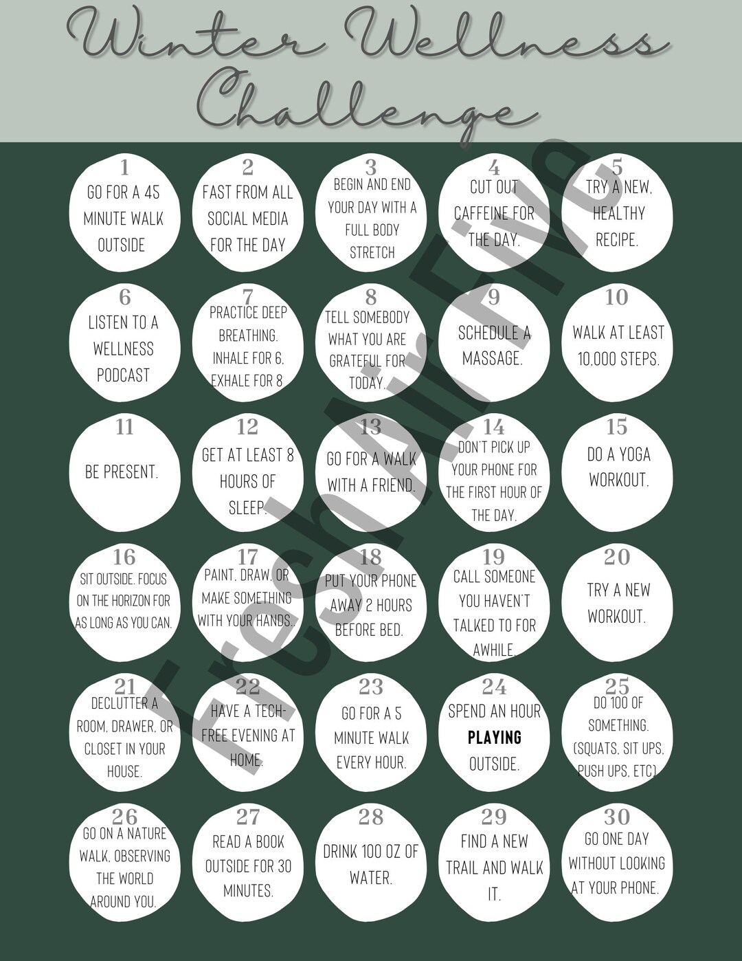 Winter Wellness Challenge - Etsy