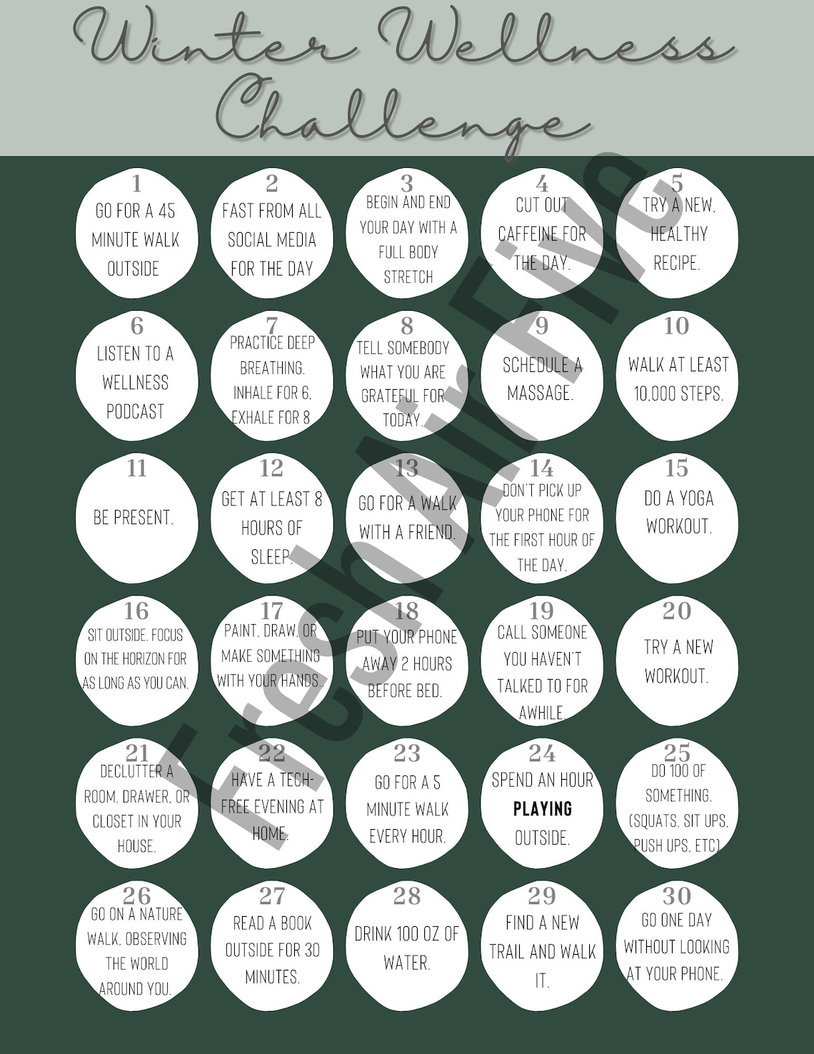 Winter Wellness Challenge - Etsy