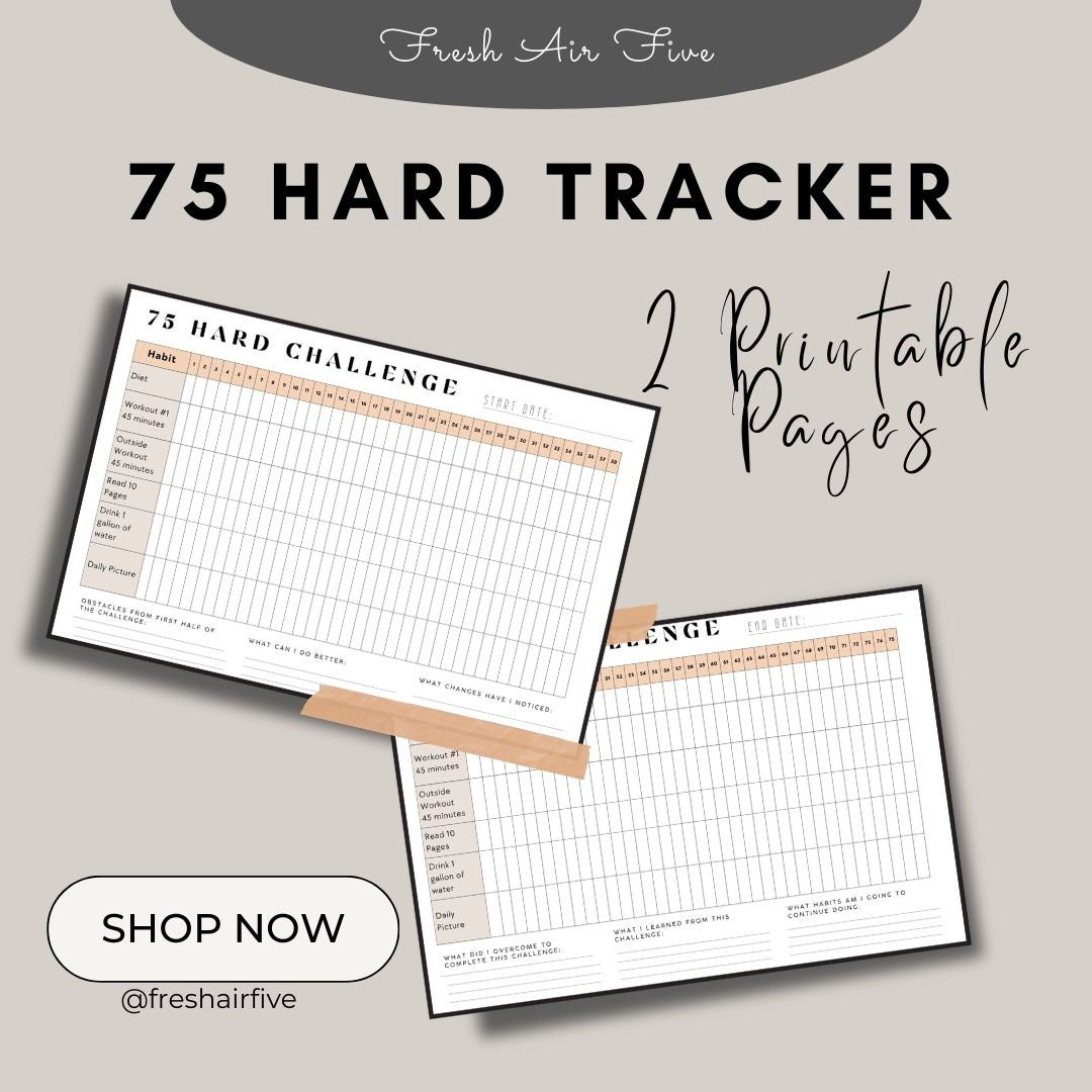 75 Hard Challenge Tracker - Etsy