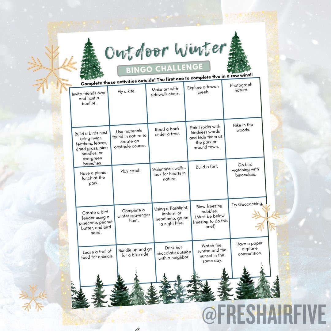 Outdoor Winter Bingo for Kids - Etsy
