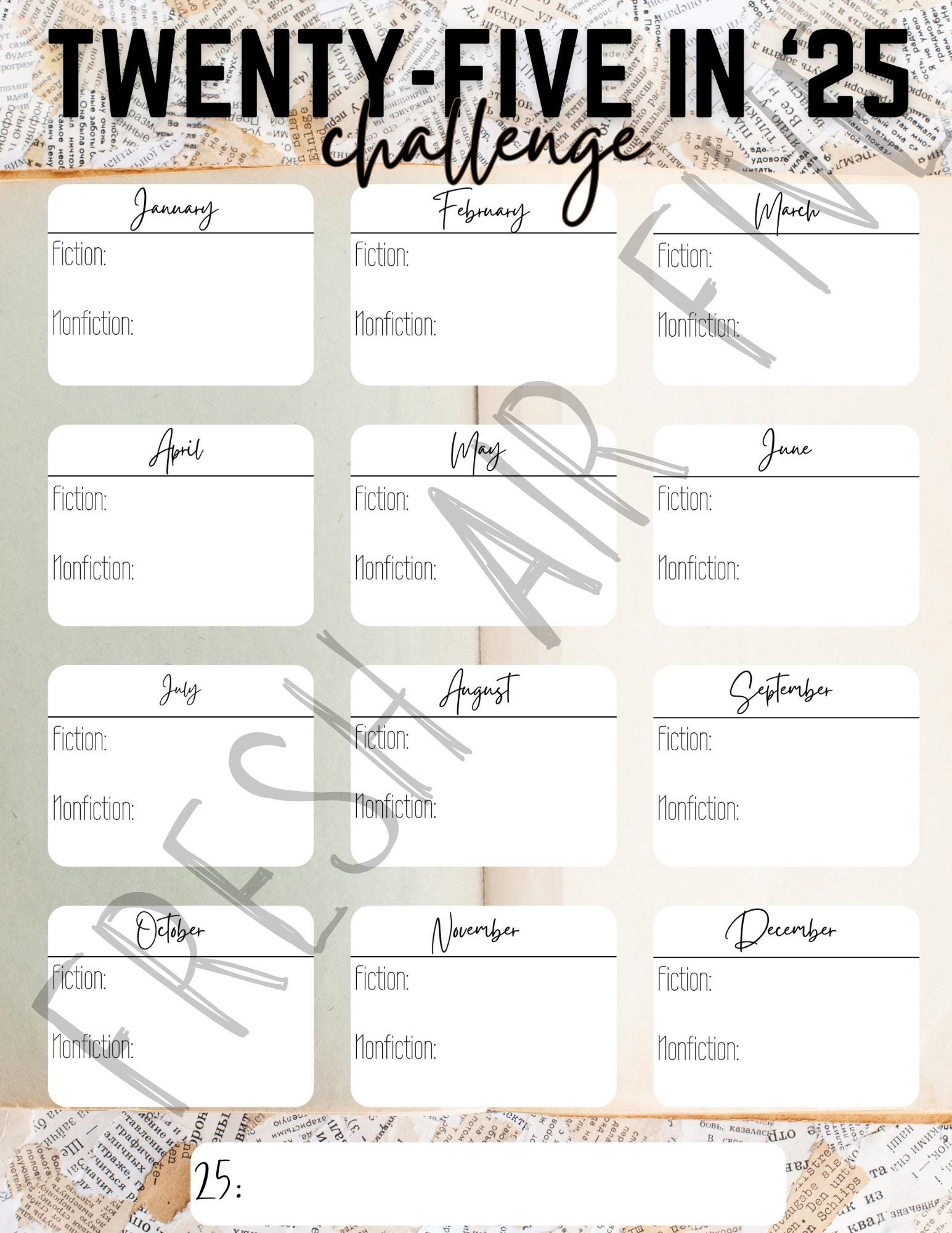 25 Books in 2025 - Etsy