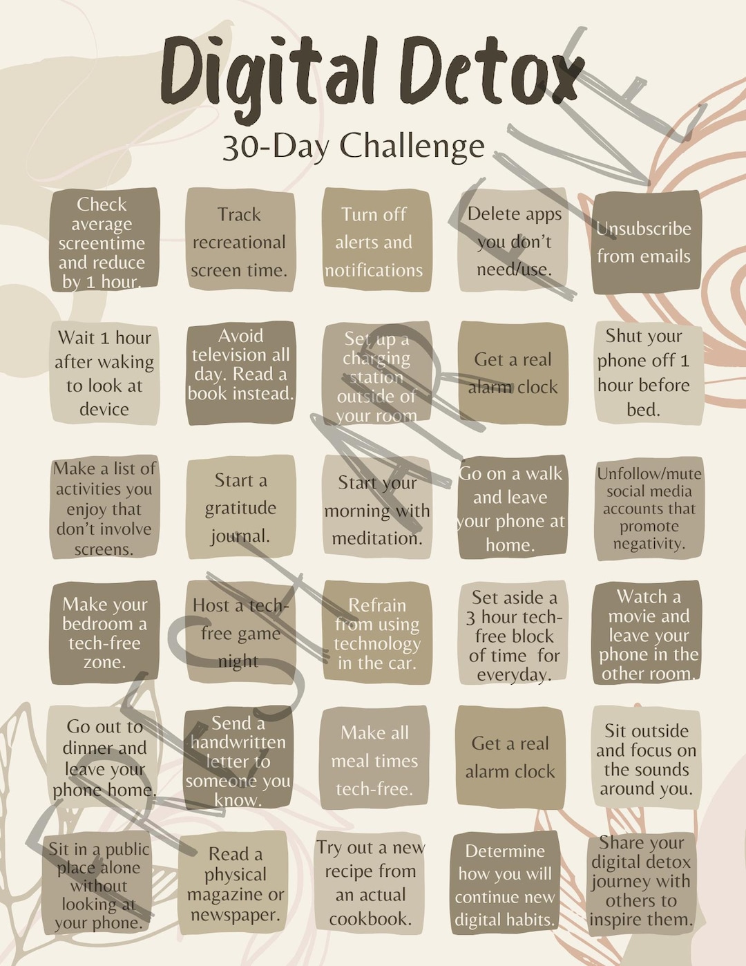 30 Day Digital Detox Challenge - Etsy