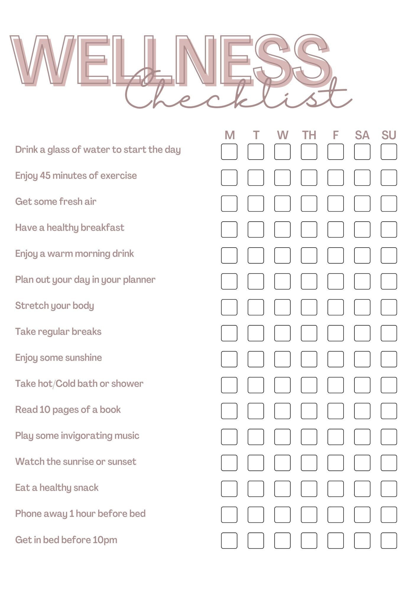 Winter Wellness Checklist - Etsy