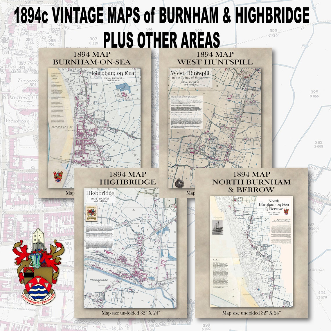 Burnham-on-sea Vintage C1894 Fold Out Map - Etsy