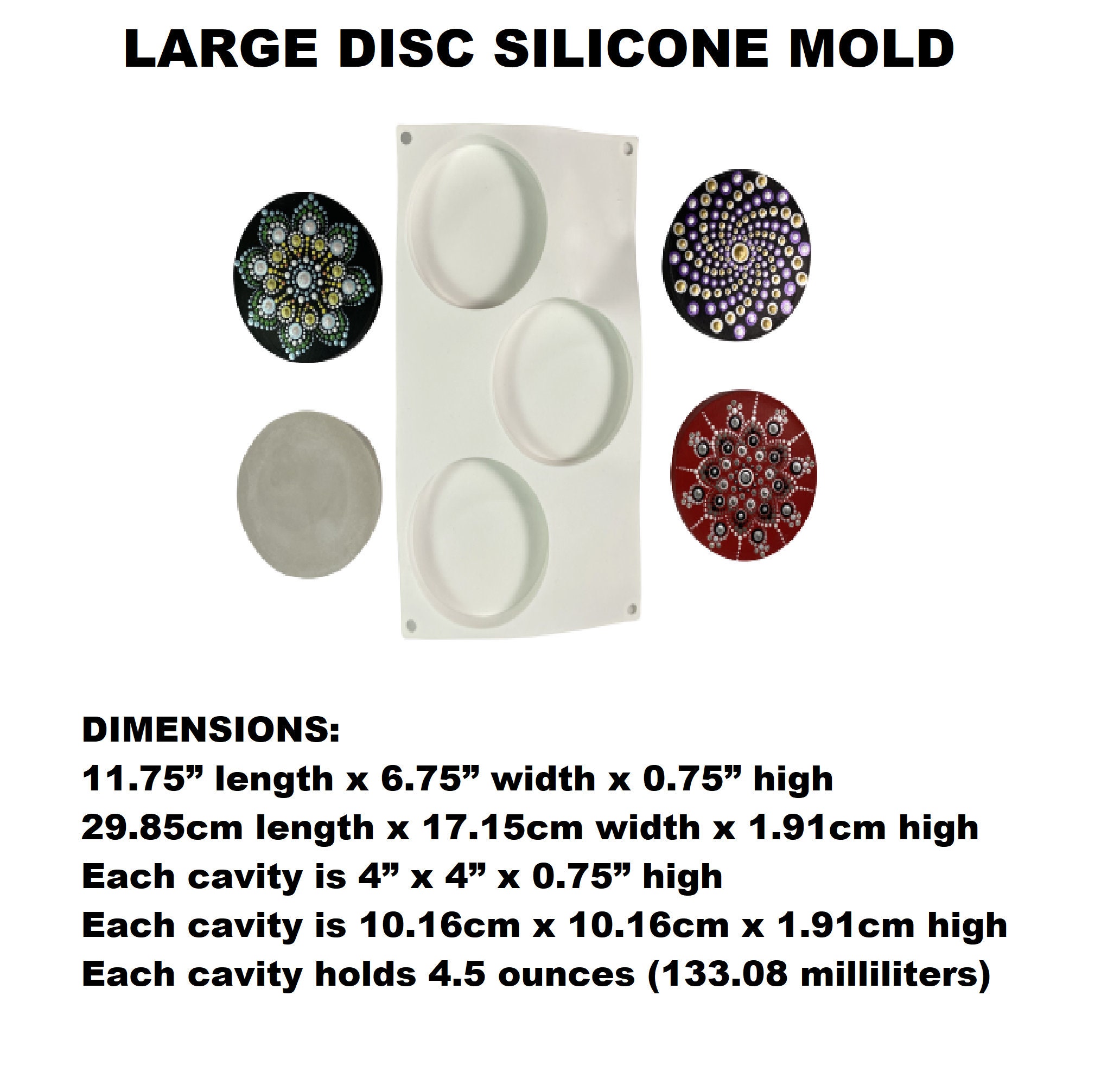 LARGE DISC Silicone Mold - 3 Cavity Disc Shaped Silicone Mold for ...
