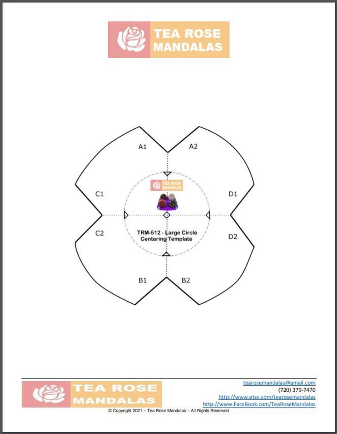 LARGE CIRCLE Printed Centering Template PDF File for Circle Shaped ...