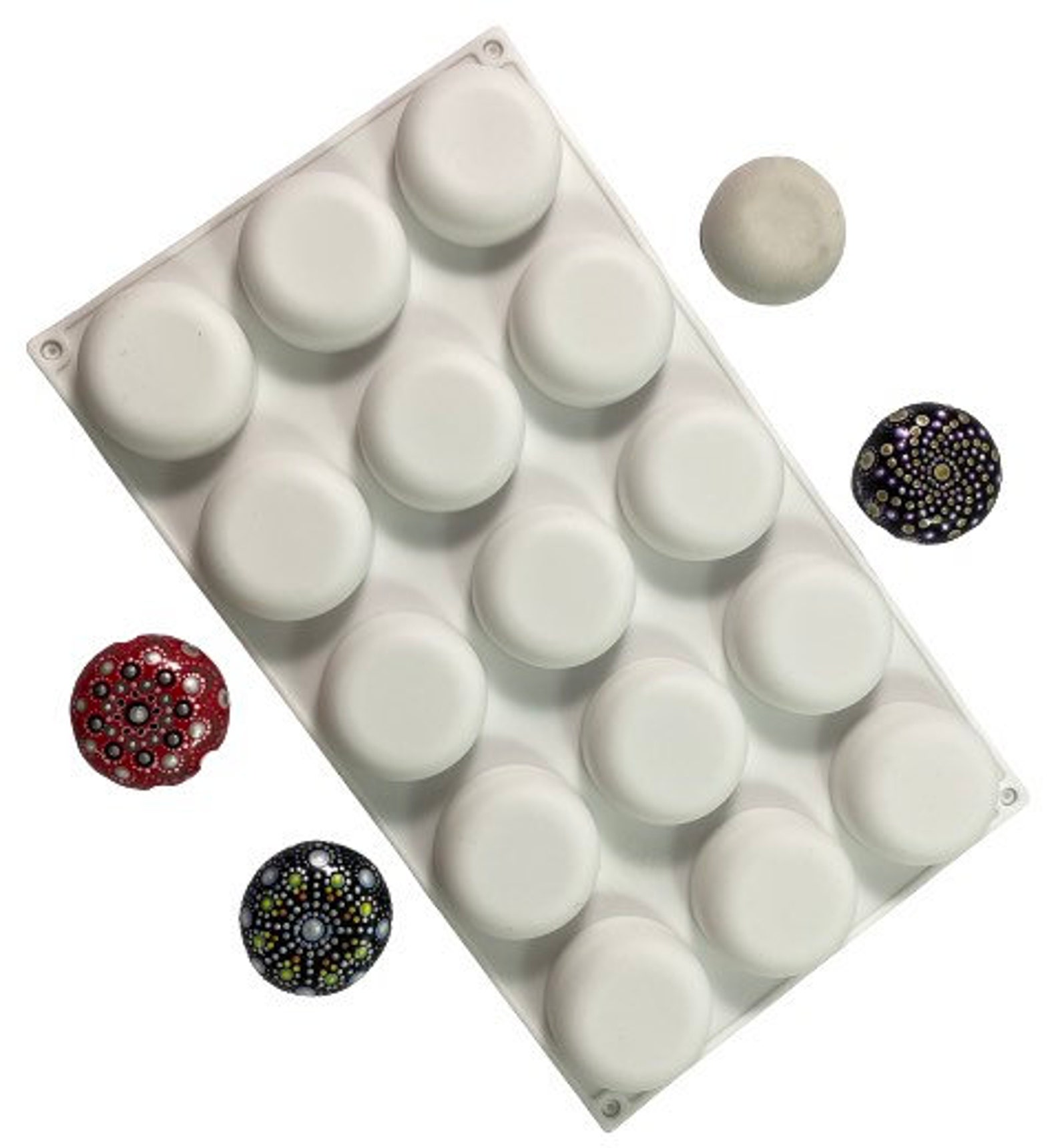 SMALL CIRCLE-15 Cavity Circle Shaped Silicone Mold for Gypsum/cement ...