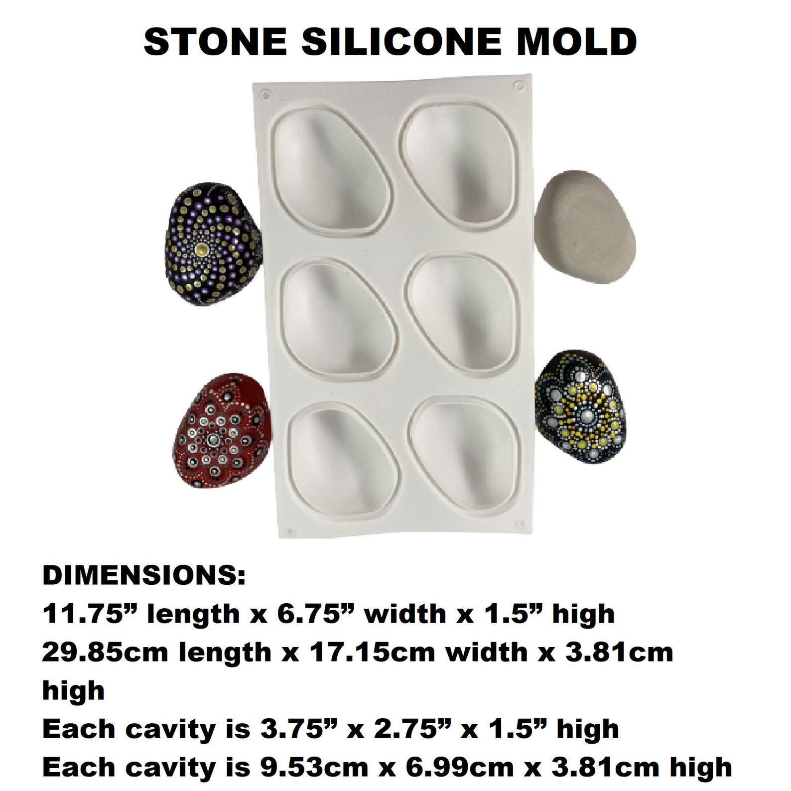 STONE Silicone Mold 6 Cavity Stone Shaped Silicone Mold for Gypsum ...