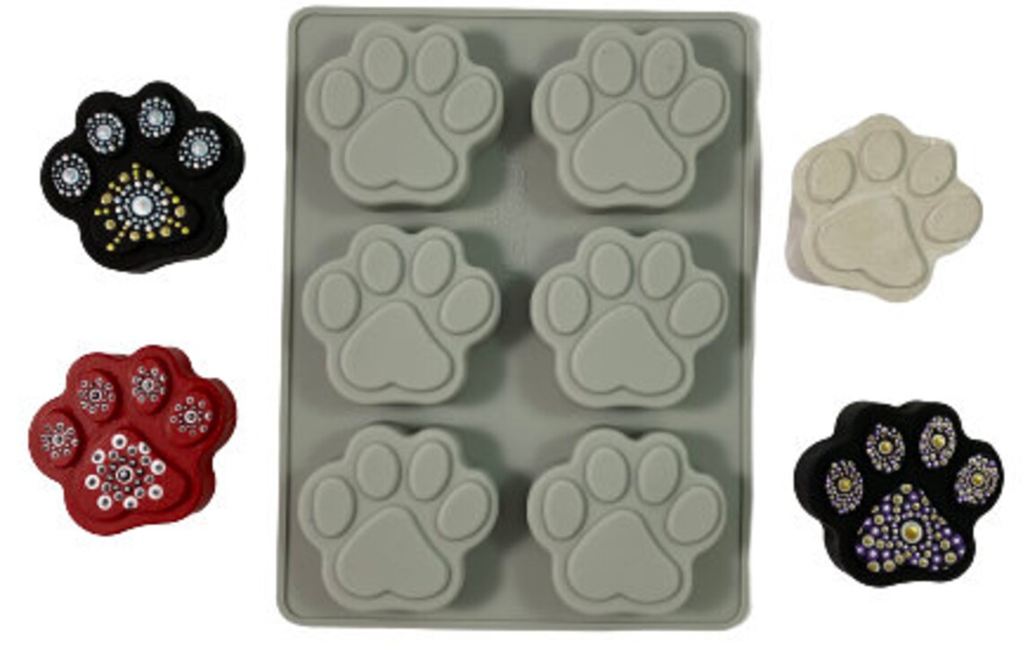 DOG PAW Silicone Mold - 6 Cavity Dog Paw Shaped Silicone Mold for ...