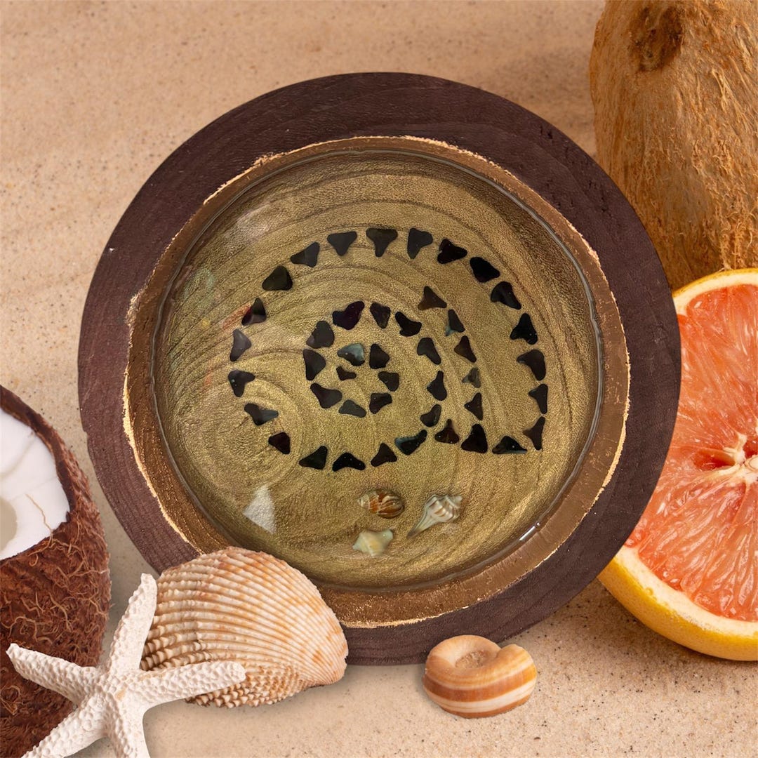 Shark Tooth Seashell Design in Natural Wood Bowl - Etsy