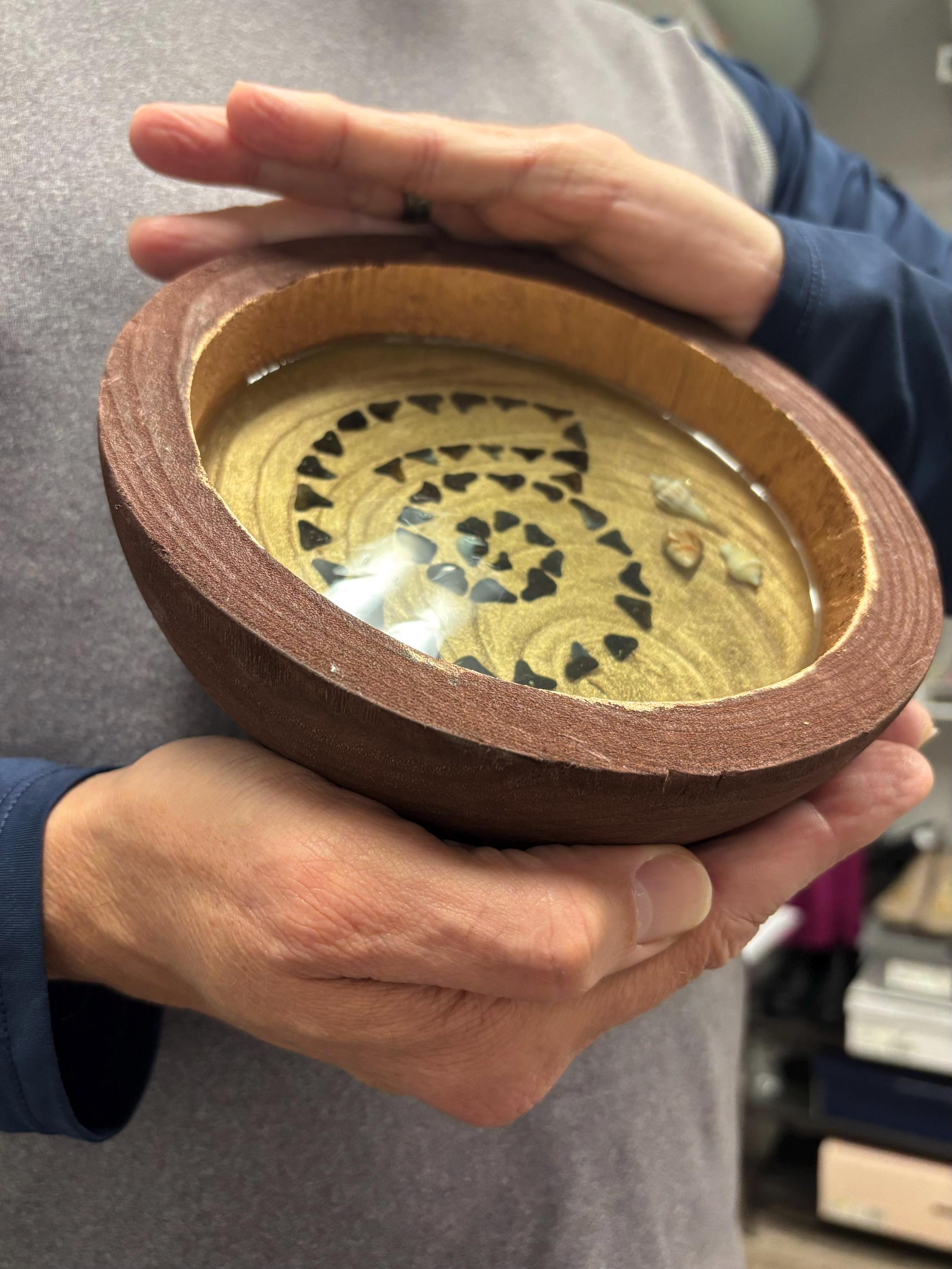 Shark Tooth Seashell Design in Natural Wood Bowl - Etsy