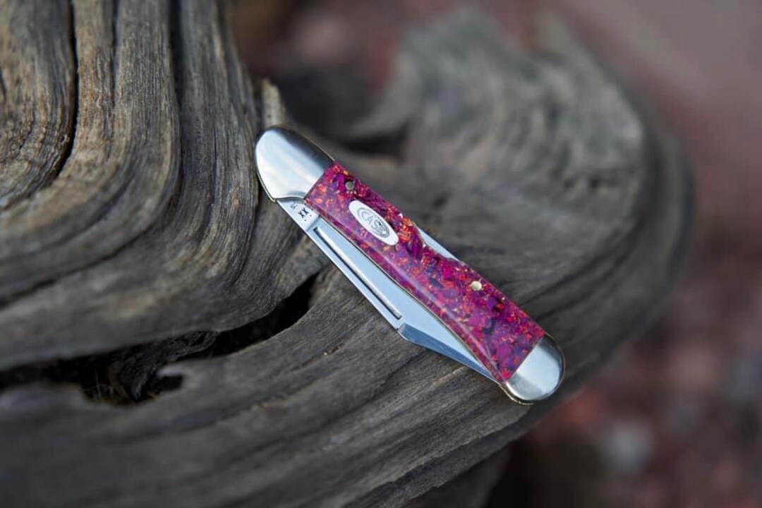 Case Mini Copperlock Pocket Knife With Inlayed Crushed Fuchsia Opal - Etsy