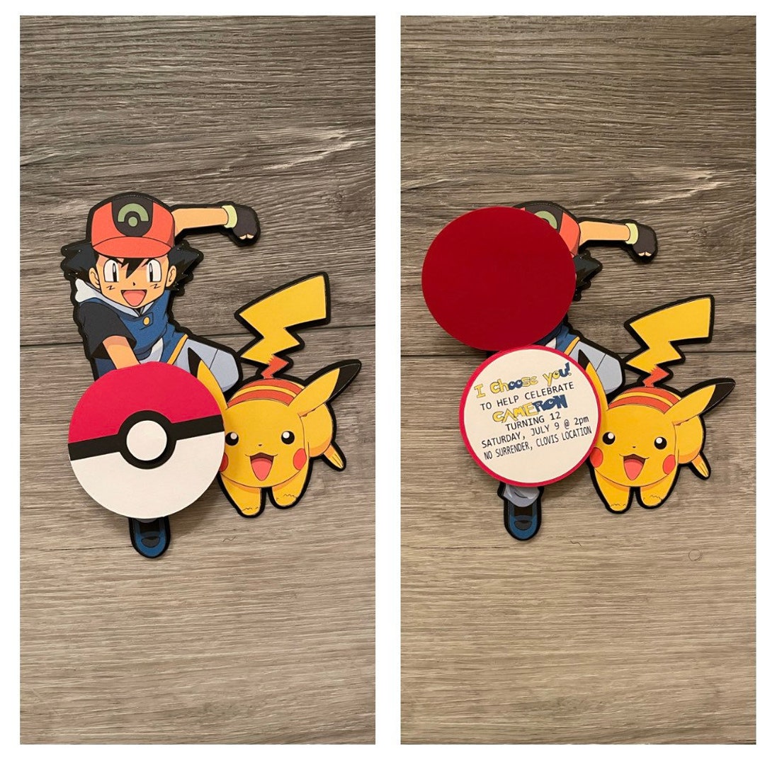 Pokémon Birthday Invitation, Pikachu Party, Anime Invitations, Boy ...