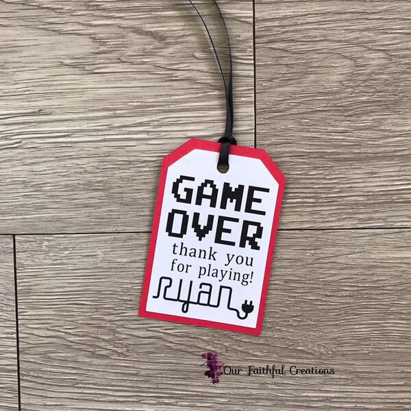 Video Game Party Favor Tag, Favor Tag, Pixel Party, Retro Birthday ...