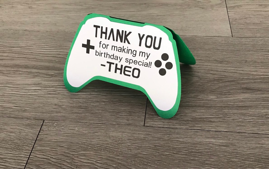 Video Game Party Thank You Card Video Game Party Folded - Etsy