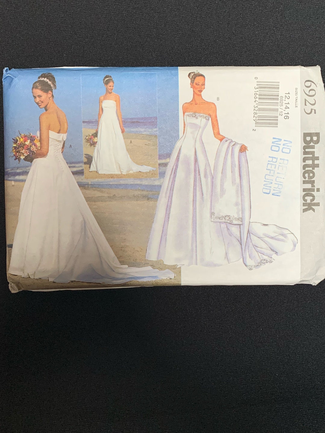 Butterick 6925 Uncut Pattern Bridal Gown Train Stole Sizes 12-14-16 - Etsy