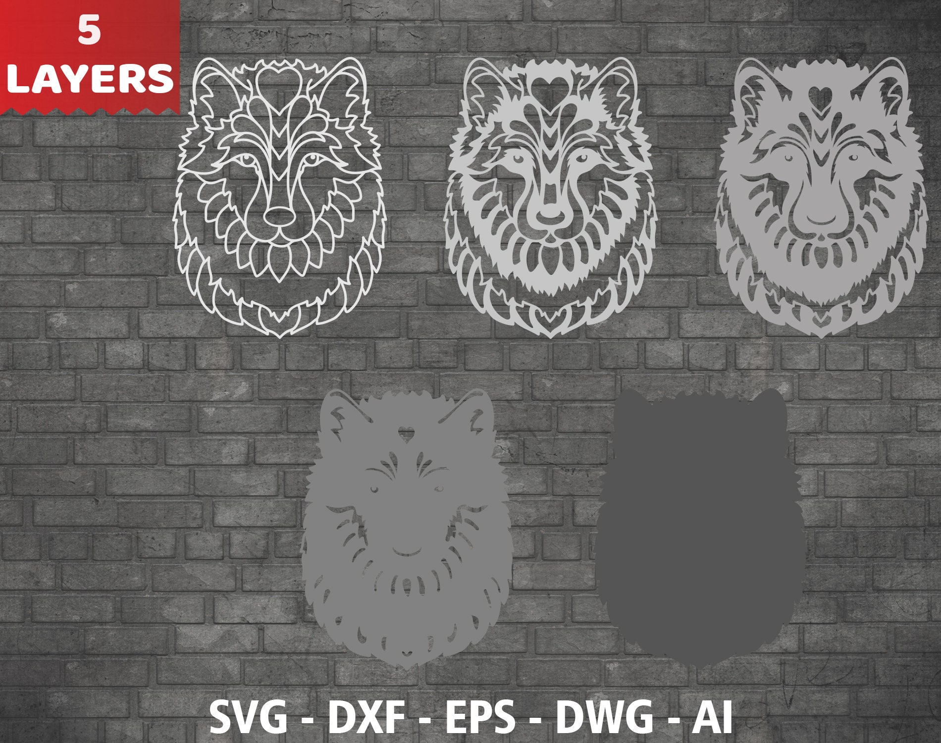 Wolf 3D Layered SVG/ Wolf Cut File for Cricut/ Wolf 3D - Etsy Canada