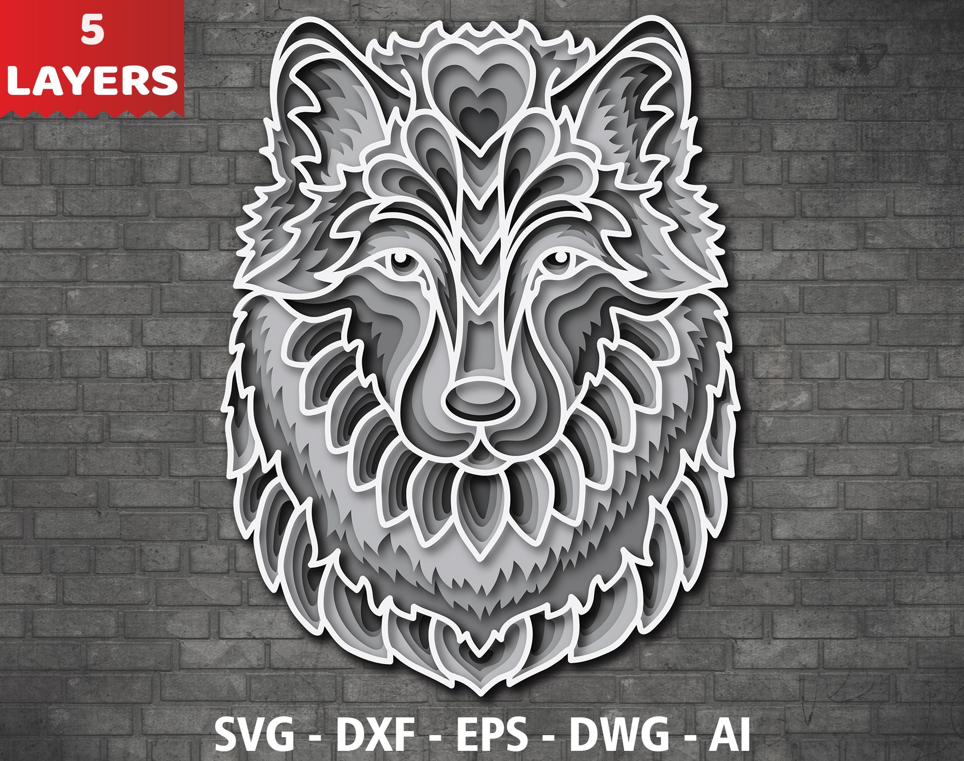 Wolf 3D Layered SVG/ Wolf Cut File for Cricut/ Wolf 3D - Etsy Canada