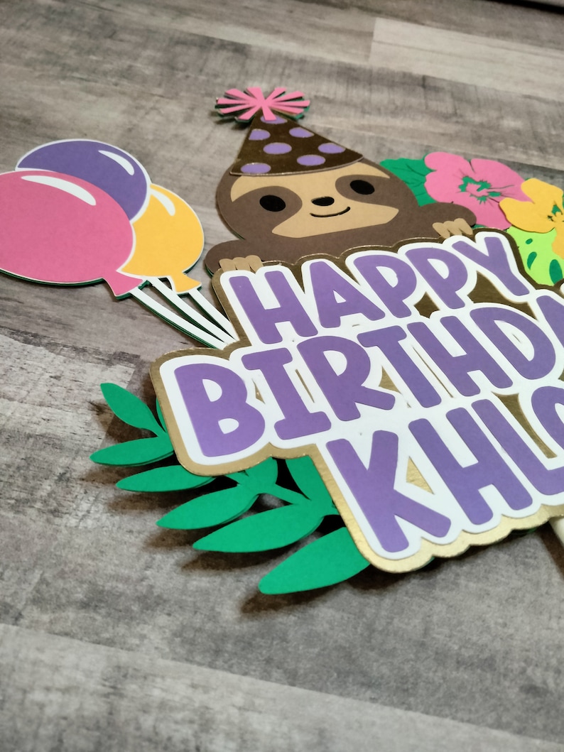 Sloth Cake Topper Sloth Birthday Theme Flower Sloth Cake - Etsy