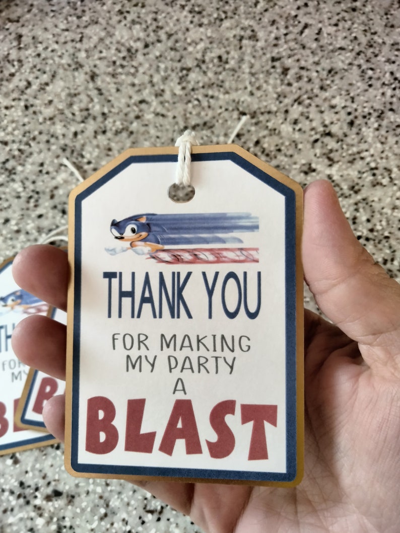 Sonic Theme Favor Tag - Sonic Thank You Tag, Sonic Birthday, Sonic ...
