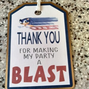 Sonic Theme Favor Tag - Sonic Thank You Tag, Sonic Birthday, Sonic ...