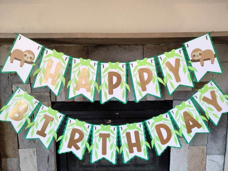 Sloth Birthday Banner, Sloth Theme, Jungle Party, Sloth Party - Etsy