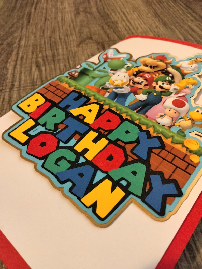 Super Mario Birthday Card Mario Theme Birthday Nintendo - Etsy