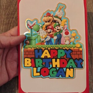 Super Mario Birthday Card, Mario Theme Birthday, Nintendo Lover Card ...