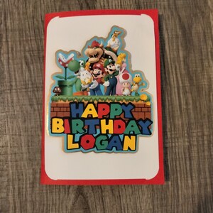 Super Mario Birthday Card, Mario Theme Birthday, Nintendo Lover Card ...