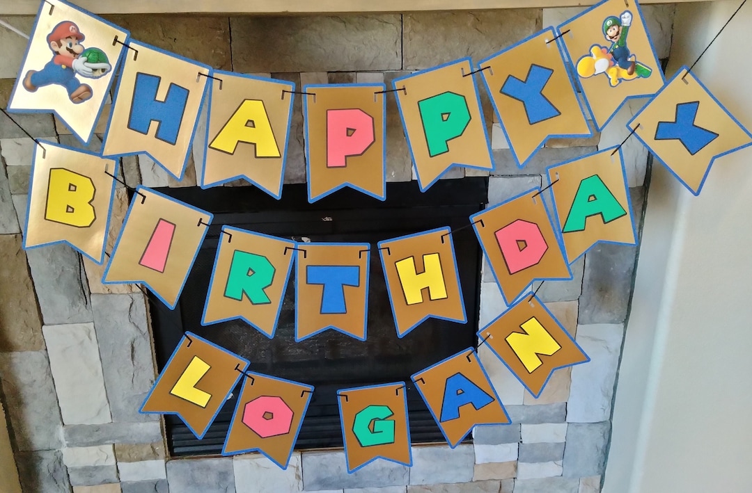 Super Mario Birthday Banner, Mario Birthday Party, Super Mario Bros ...