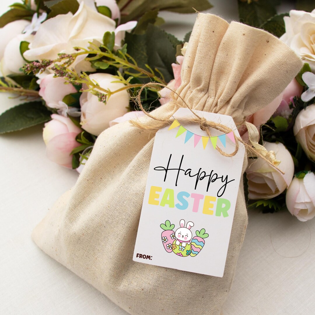 PRINTED Custom Easter Gift Tags, Pastel Easter Basket Tag, Treat Favor ...