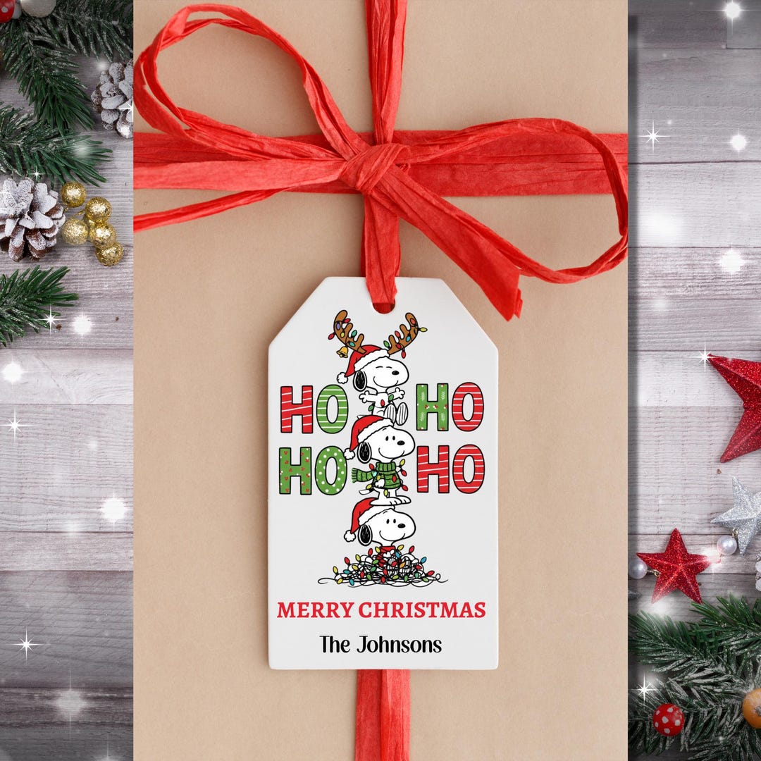 PRINTED Custom Christma Gift Tags, Personalized Snoopy Tags, Christmas ...